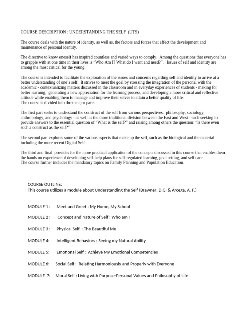 UTS-COurse-SYllabus | PDF | Identity (Social Science) | Self