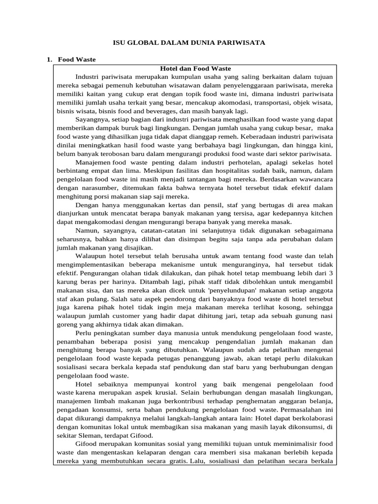 Isu Global Dalam Dunia Pariwisata | PDF
