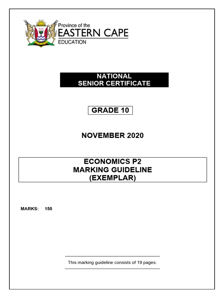 Economics p2 Memo Gr10 2020 Eng | PDF | Unemployment | Economic Equilibrium