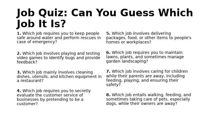 Job Quiz | PDF