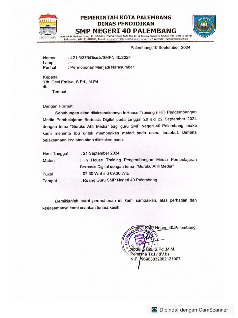 Undangan Narasumber Iht Ibu Devi | PDF