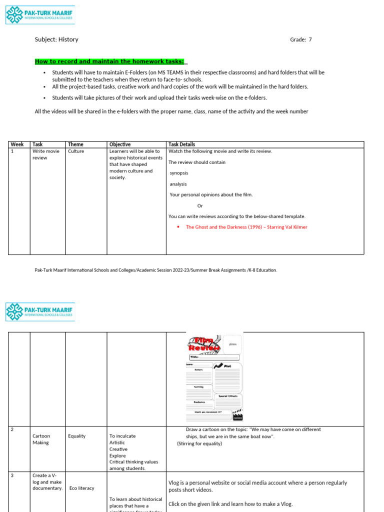 7th Grade History Homework Guide | PDF