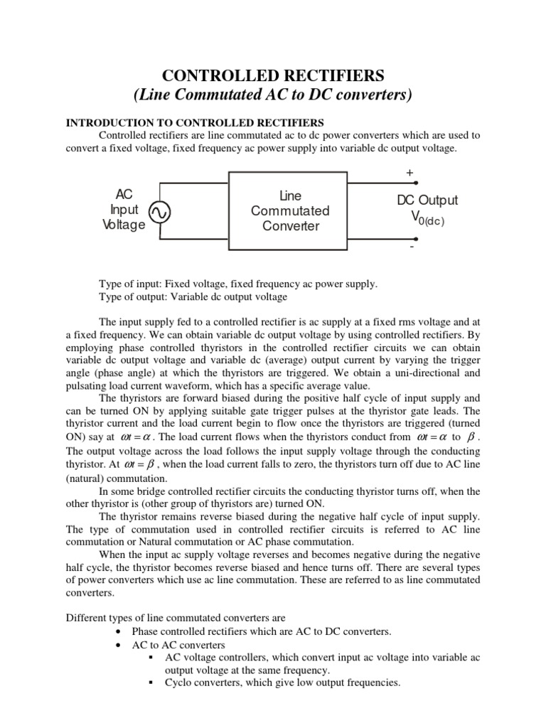Phase Controlled Rectifiers Overview | PDF | Rectifier | Direct Current