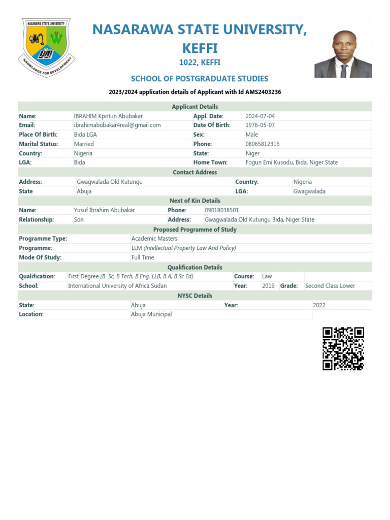 Nasarawa State University, Keffi: 1022, KEFFI School of Postgraduate Studies | PDF | Legal ...