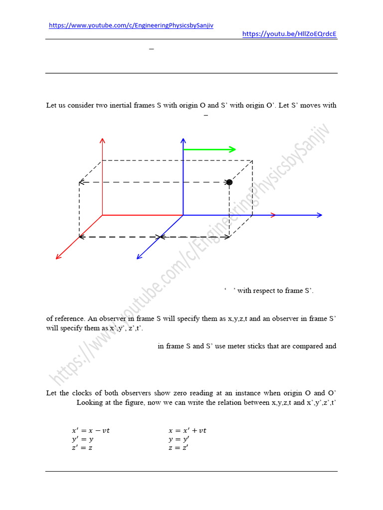04 A Special Theory Of Relativity Session 2 Galilean Transformations Pdf Special Relativity