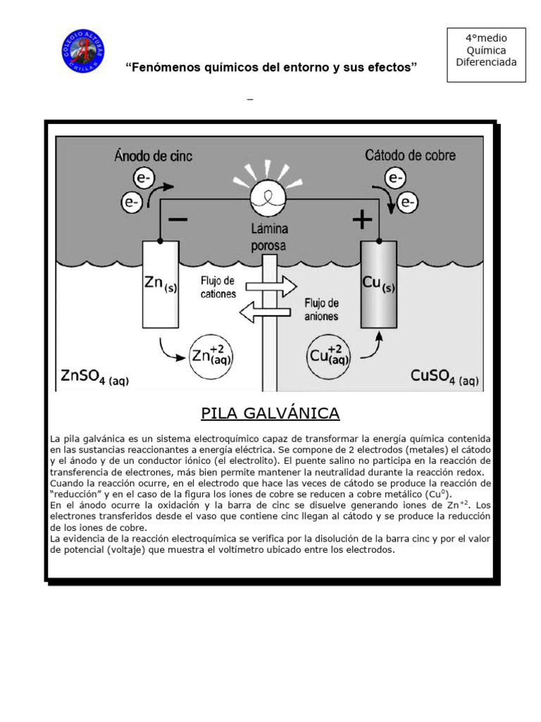 4°medio. Guía U1 Química Diferenciada | PDF | Redox | Electrodo