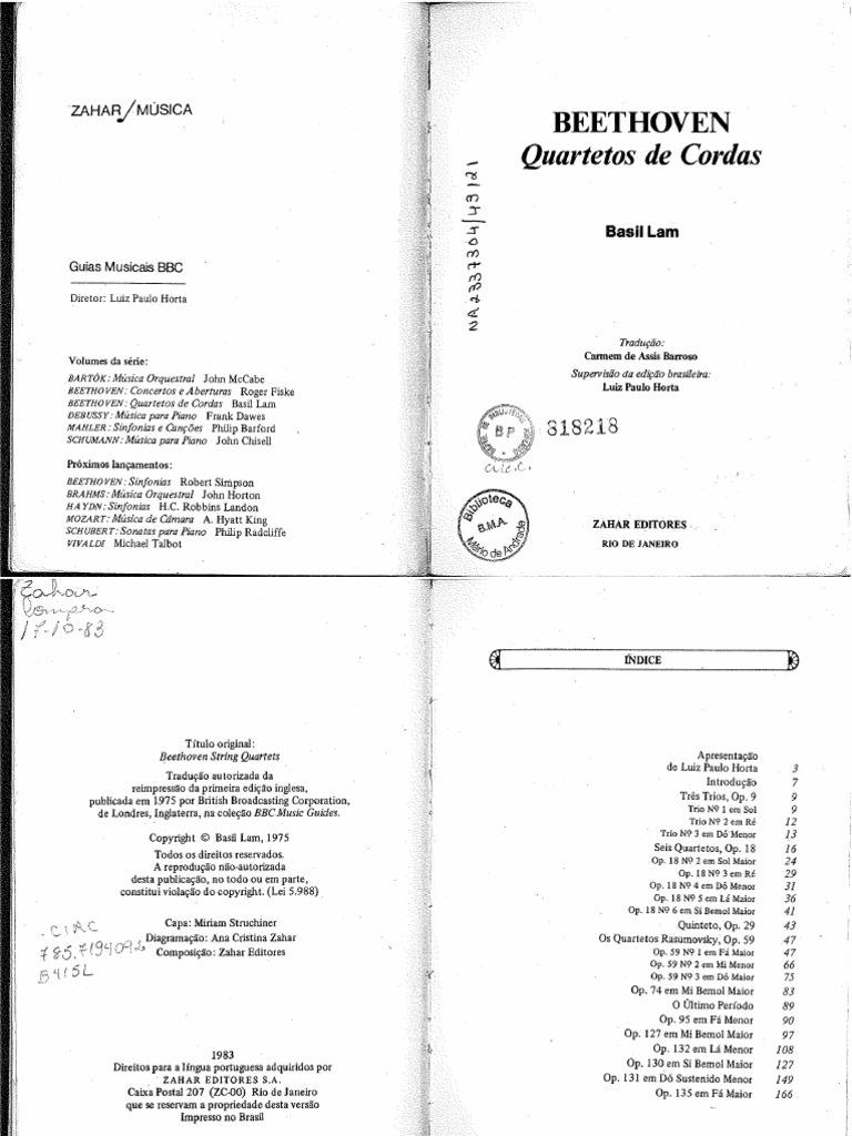 (Guias Musicais BBC) Basil Lam - Beethoven - Quartetos de Cordas-Zahar ...