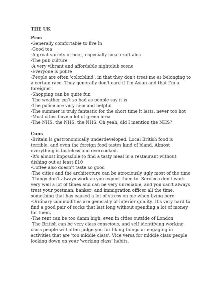 PROS AND CONS | PDF | Cost Of Living | Political Parties