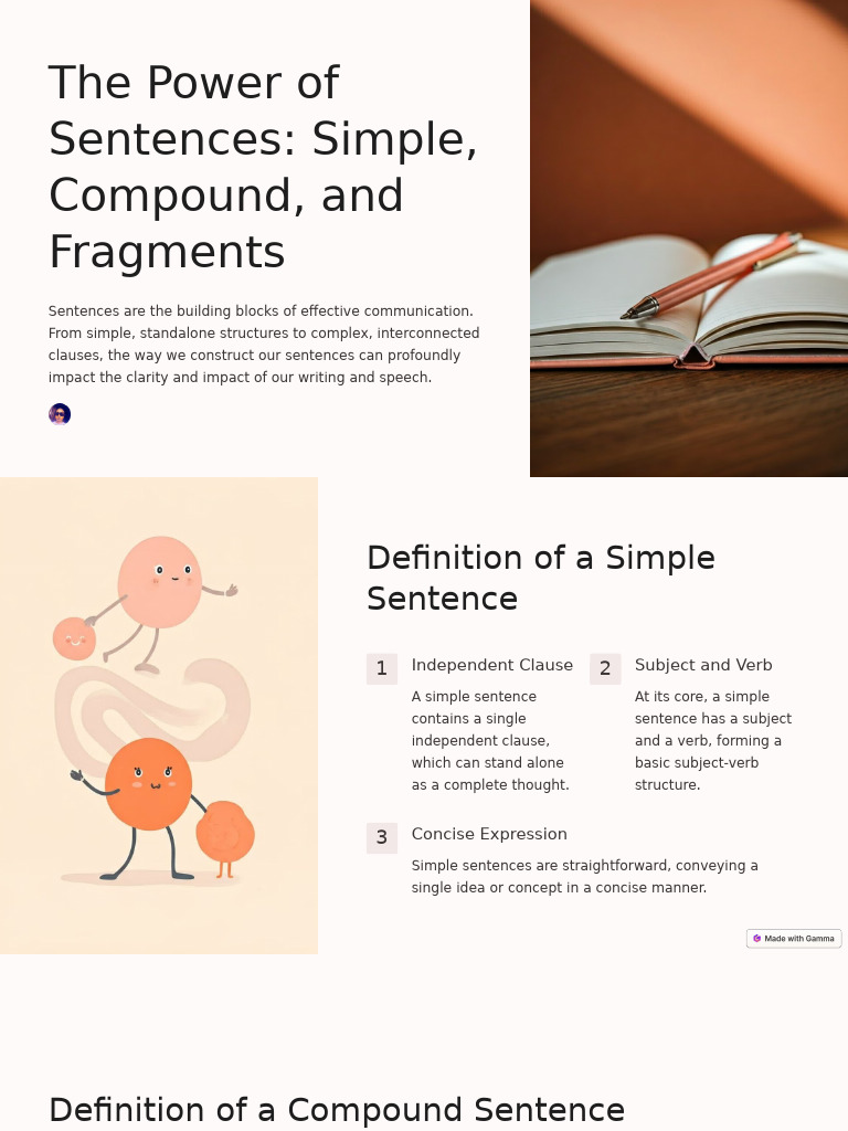 The Power of Sentences Simple Compound and Fragments | PDF | Sentence ...