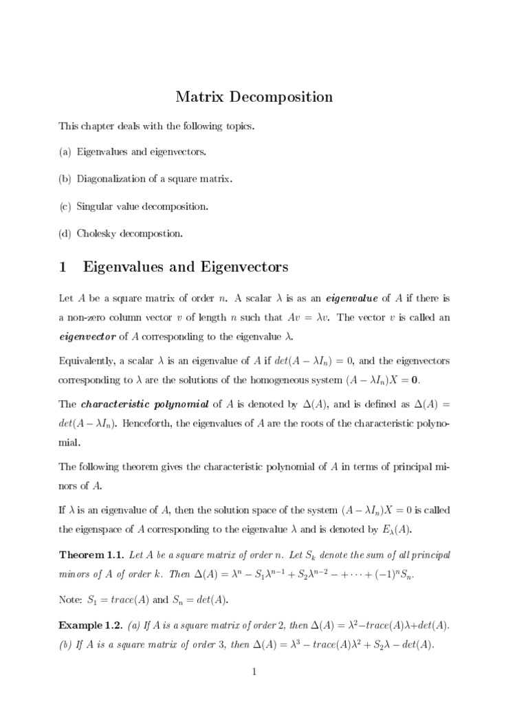 Matrix Decompo 2024 | PDF | Eigenvalues And Eigenvectors | Matrix (Mathematics)