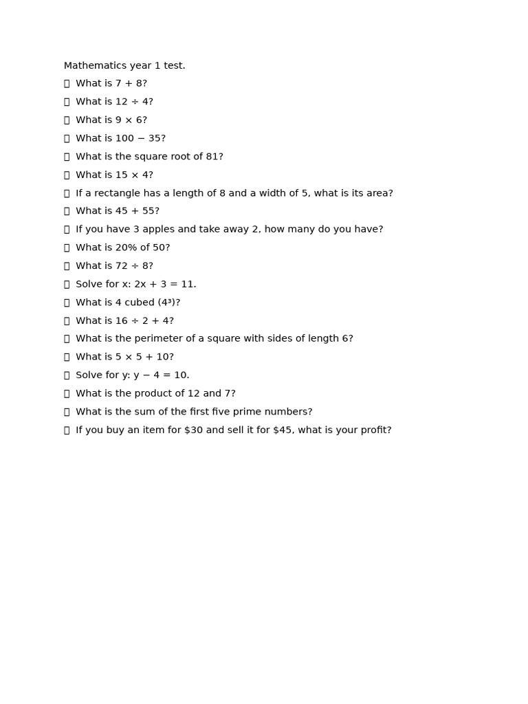 Math Test | PDF