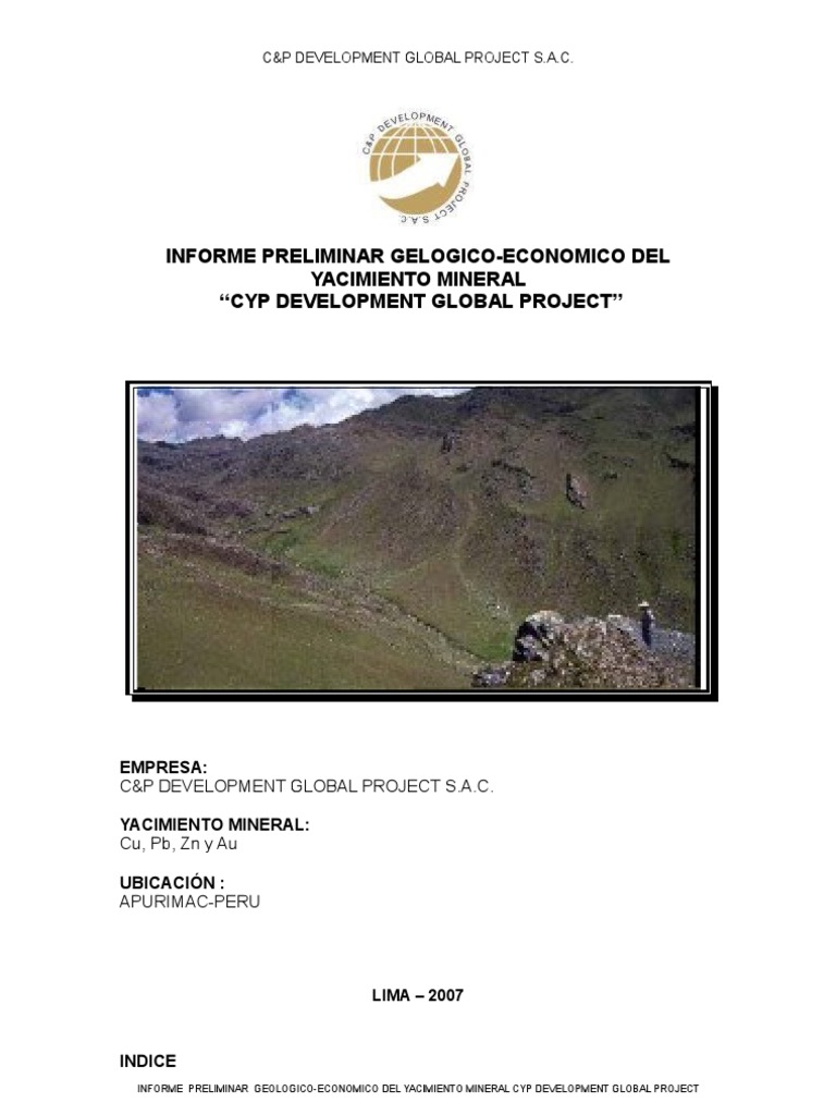 Informe Geológico-Económico del Yacimiento CYP | PDF | Oro | Minería