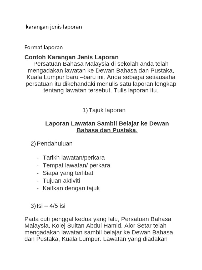 Contoh Karangan Laporan Sekolah | PDF