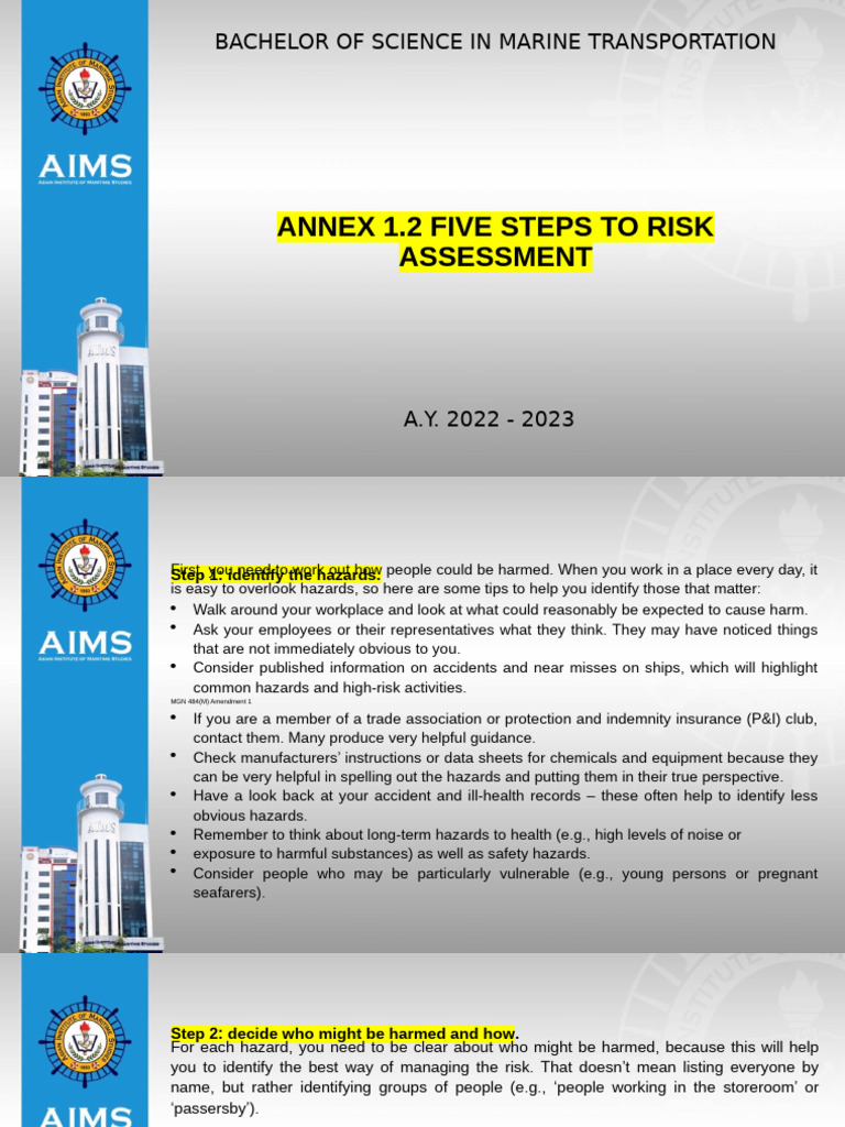 ANNEX 1.2 Five Step To Risk Assessment by GROUP 2 | PDF | Risk ...