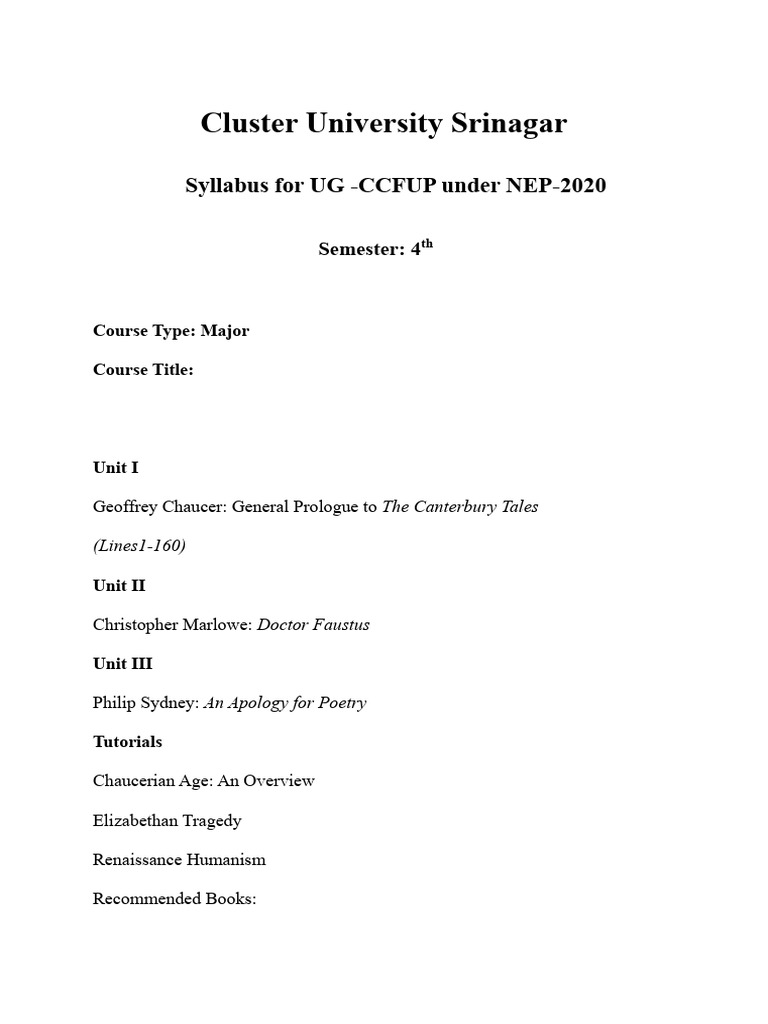British Lit: Chaucer to Sidney | PDF