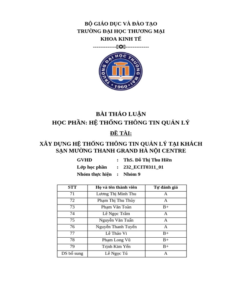 BTL Nhóm 9 HTTTQL | PDF