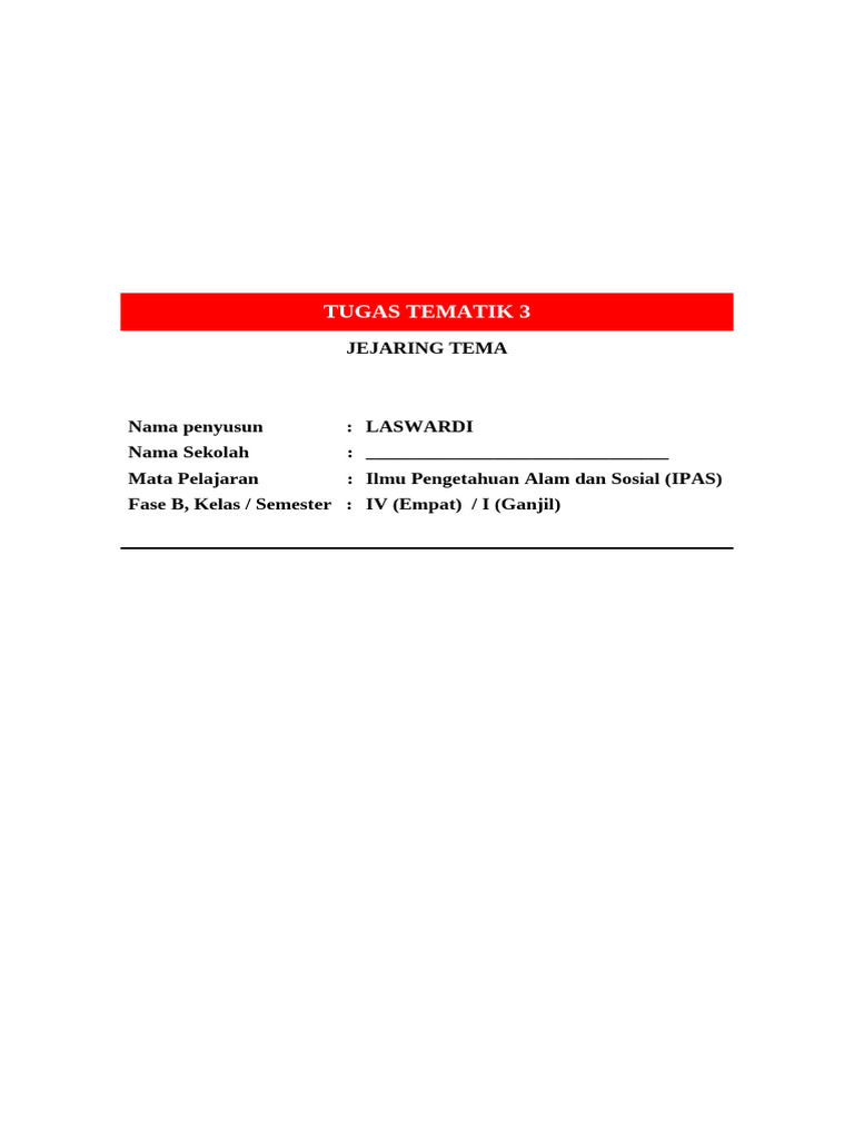 Tugas Tematik TGL 18 Oktober 2024 | PDF