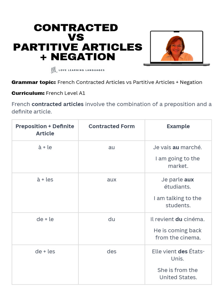 French Articles: Contracted vs Partitive | PDF | Languages | Foreign ...