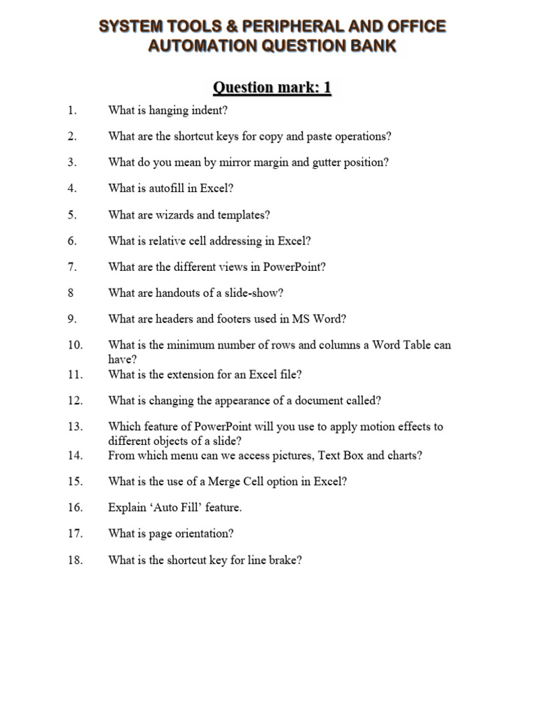 Computer Fundamental & Office Automation | PDF | Microsoft Excel ...