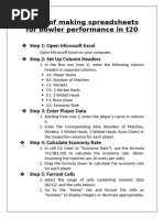 Cricket Stats Excel Spreadsheet Guide | PDF | Microsoft Excel | Spreadsheet