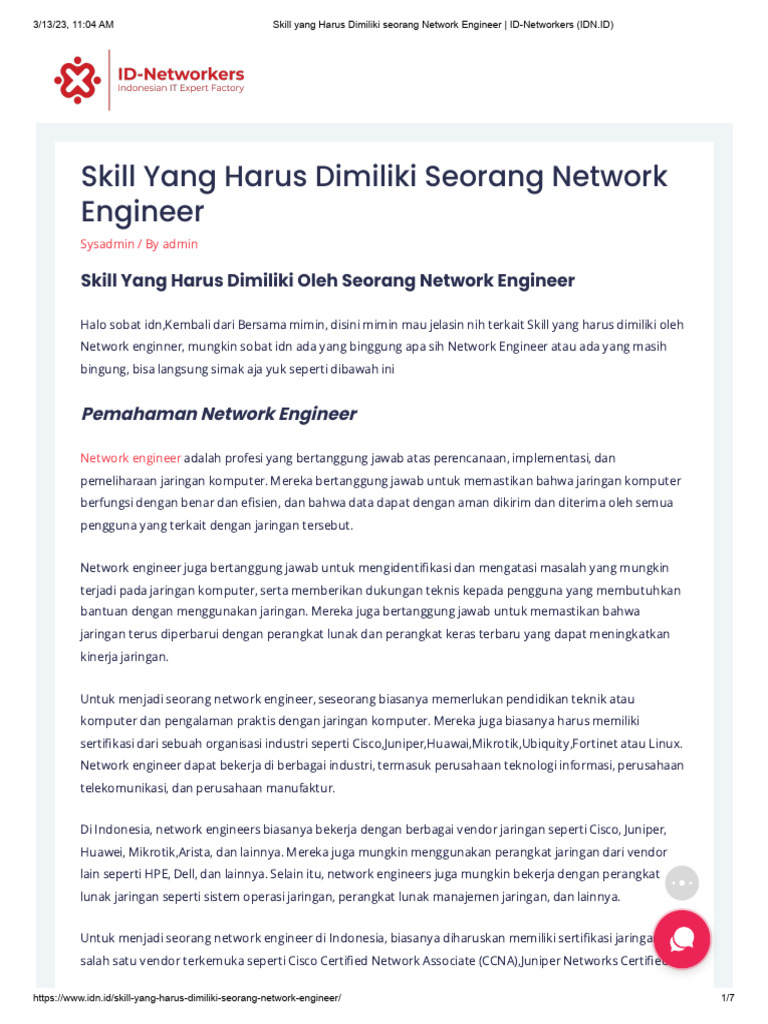 Skill Yang Harus Dimiliki Seorang Network Engineer - ID-Networkers (IDN ...