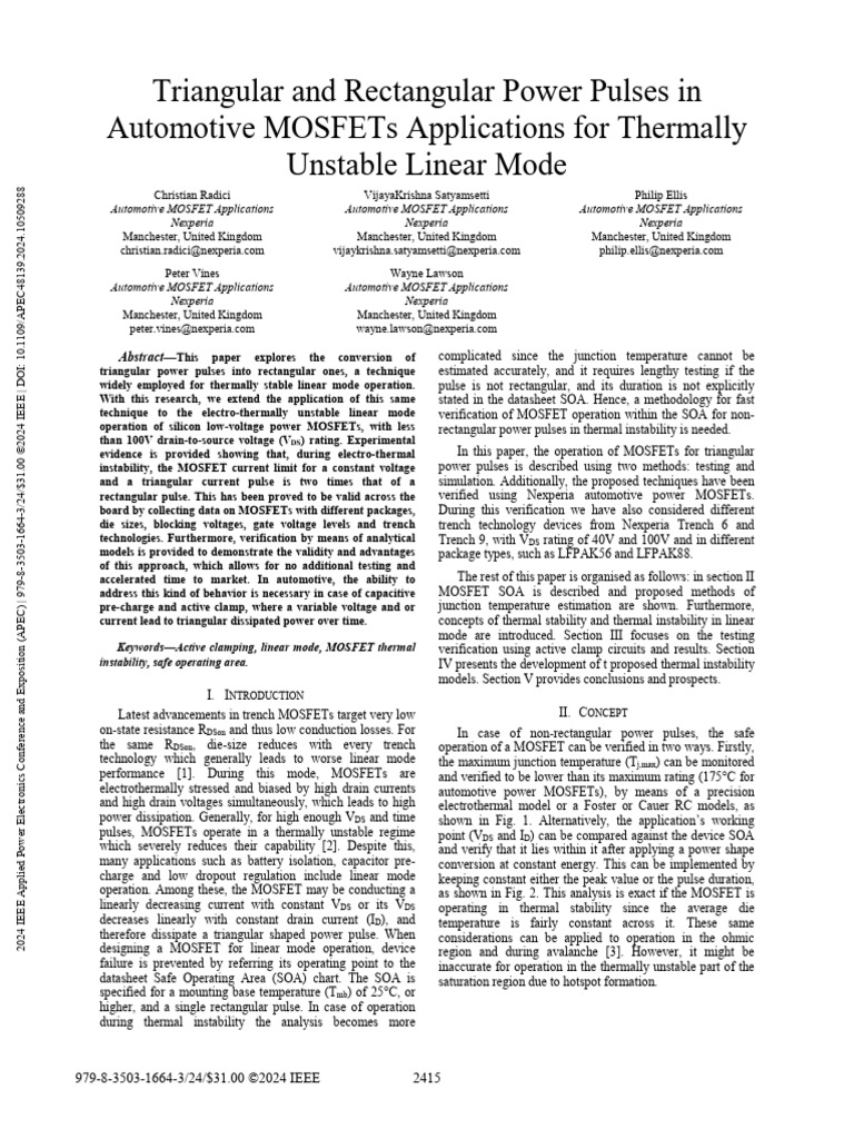 Triangular and Rectangular Power Pulses in Automotive MOSFETs ...