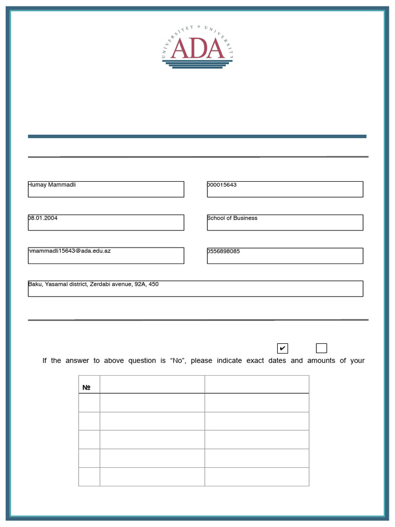 Spring Semester Application Form For The Installment Payments | PDF
