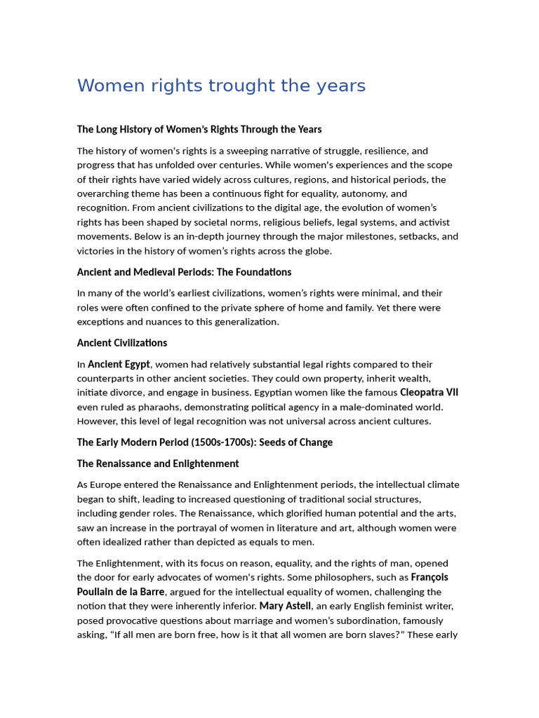 Women's Rights Evolution History | PDF | Gender Studies | Feminism