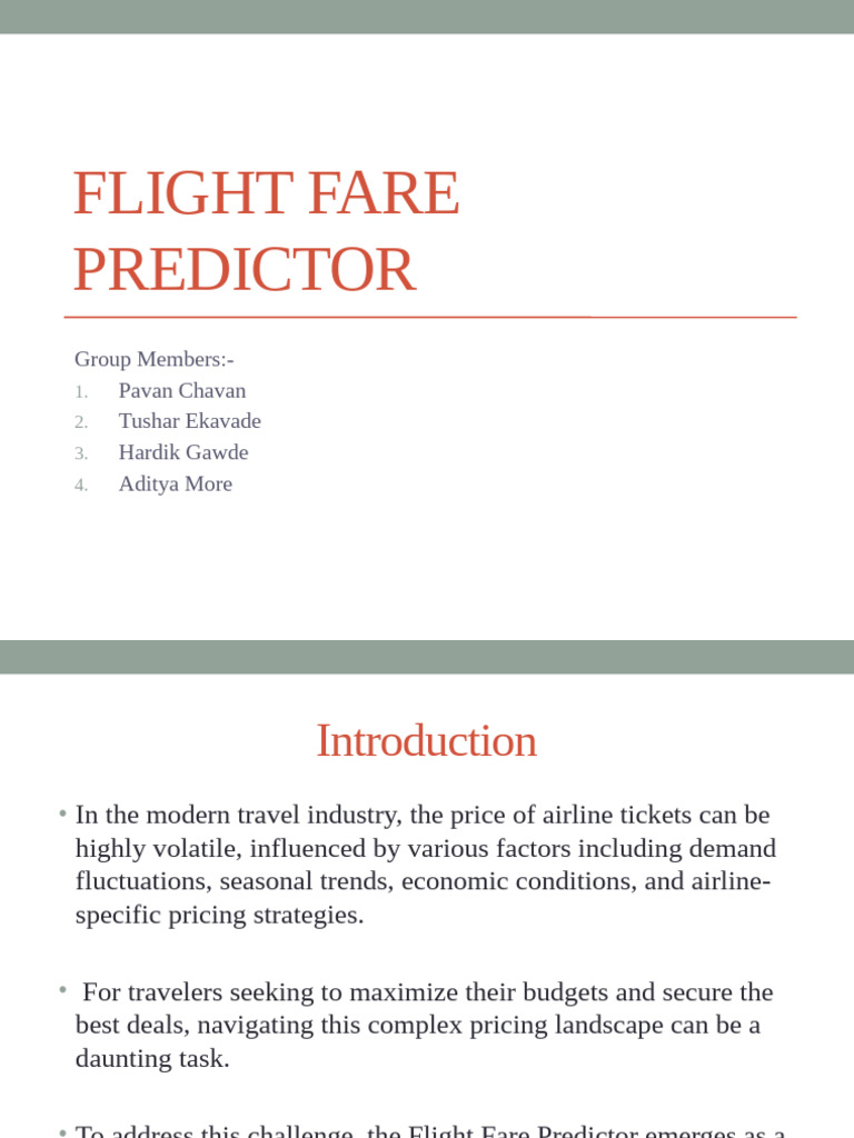 Flight Fare Predictor | PDF | Prediction | Usability
