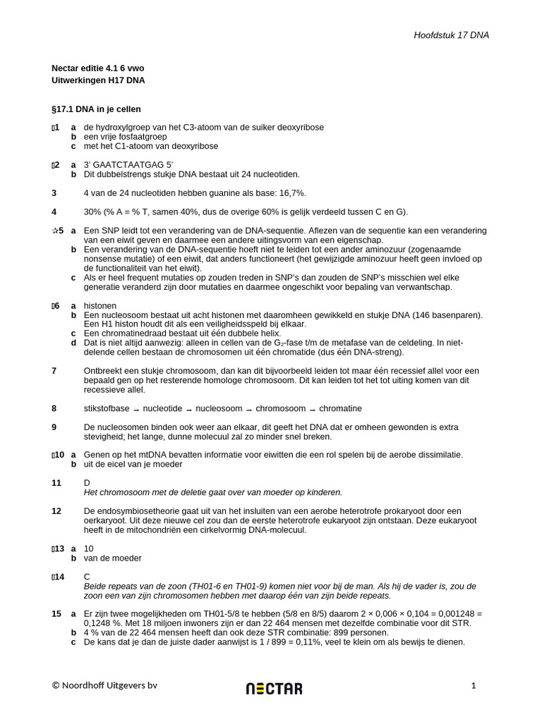 Uitwerkingen V6 T17 DNA | PDF