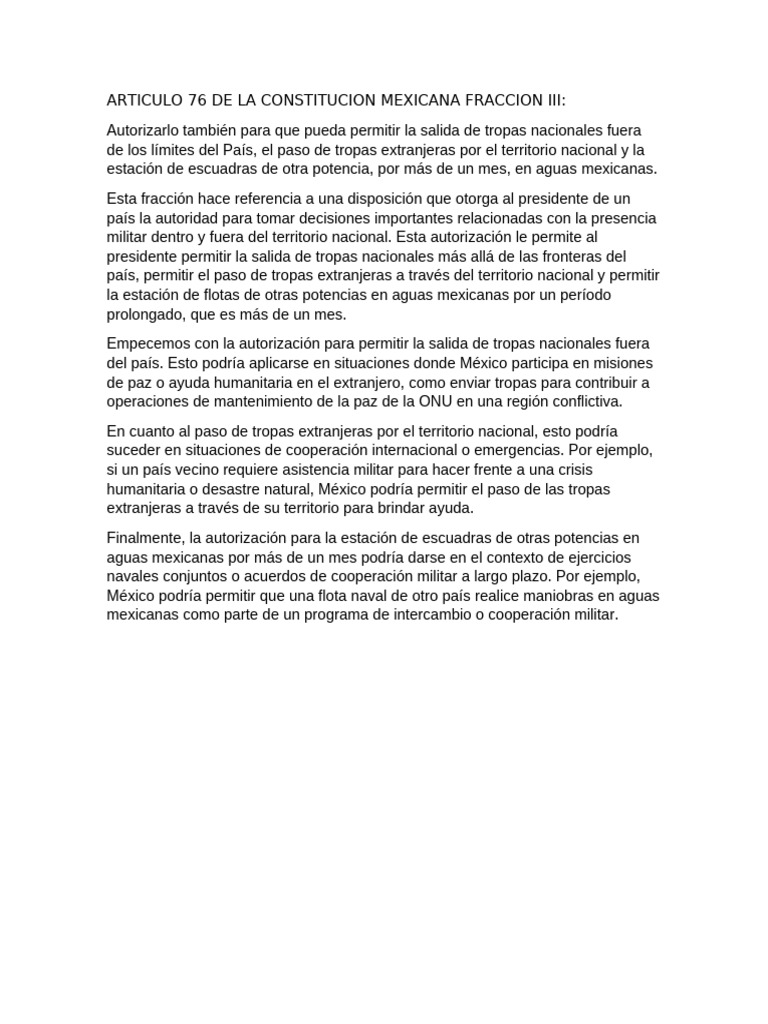 ARTICULO 76 DE LA CONSTITUCION MEXICANA FRACCION III | PDF | México ...