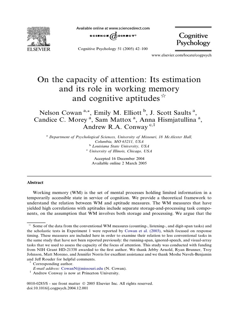 Cowan Et Al. - 2005 - On The Capacity of Attention Its Estimation and I ...