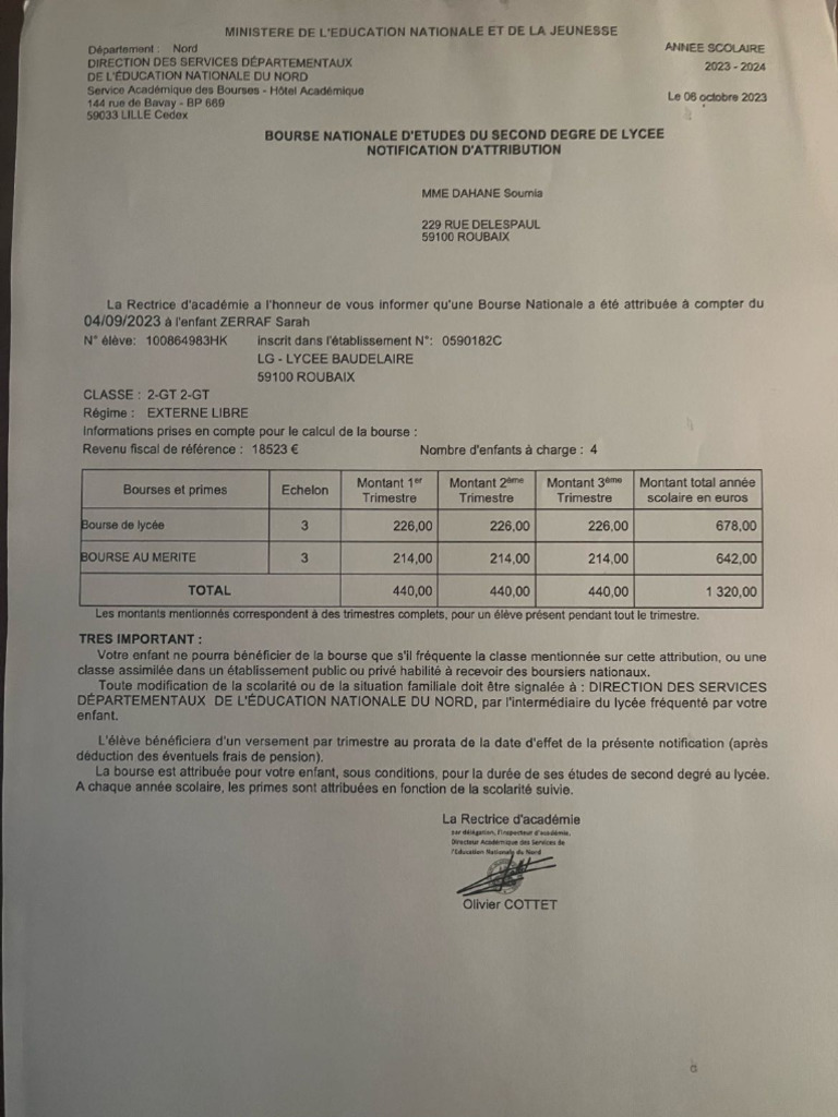 Notification de Bourse | PDF