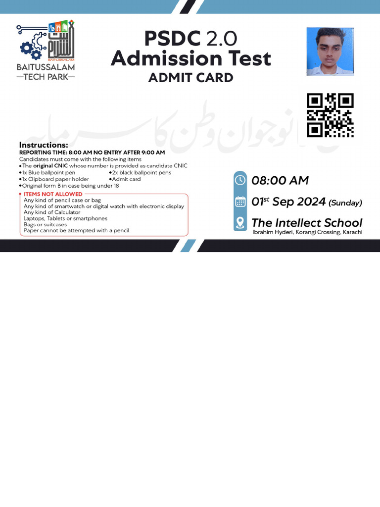 Name: Abdul Rafay Contact: 3118337116 CNIC: 4210128602033 CNIC Belongs To: Candidate Name of ...