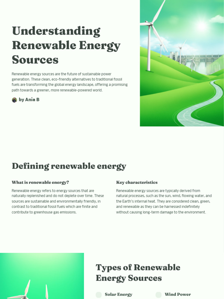 Understanding Renewable Energy Sources | PDF | Renewable Energy ...