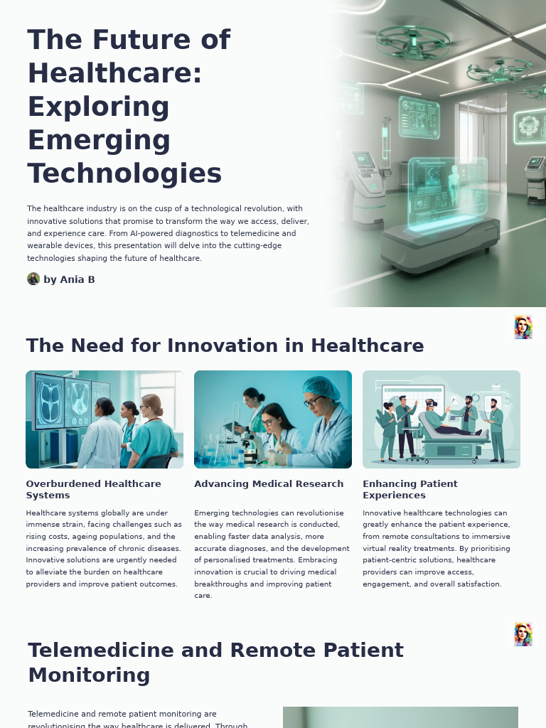 The Future of Healthcare Exploring Emerging Technologies | PDF | Personalized Medicine | Health Care
