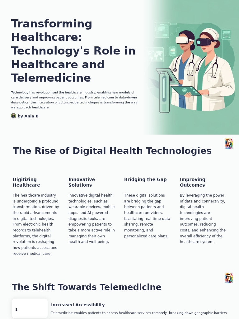 Transforming Healthcare Technologys Role in Healthcare and Telemedicine ...