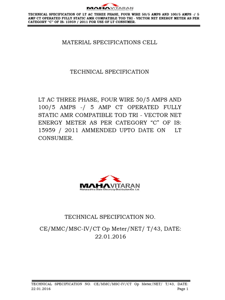 3 LT CT Operated Meter With Net Metering Arrangement 22.01.2016 | PDF ...