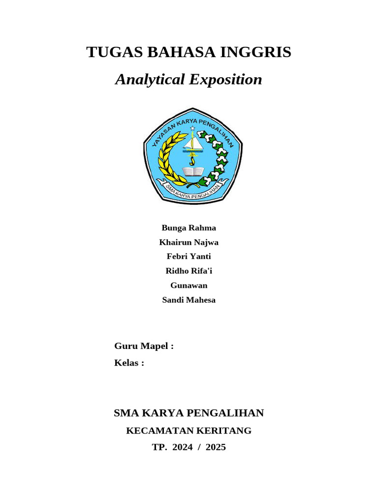 Cover Makalah Bahasa Inggris SMA | PDF