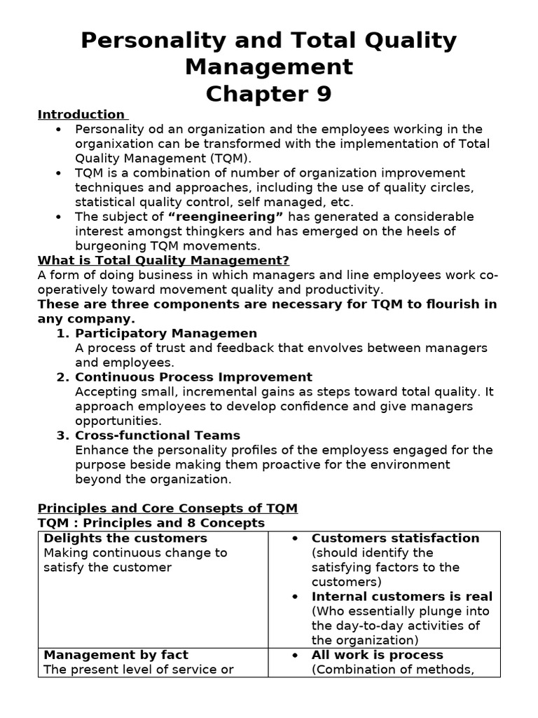 Personality and Total Quality Management | PDF | Quality Management | Bias