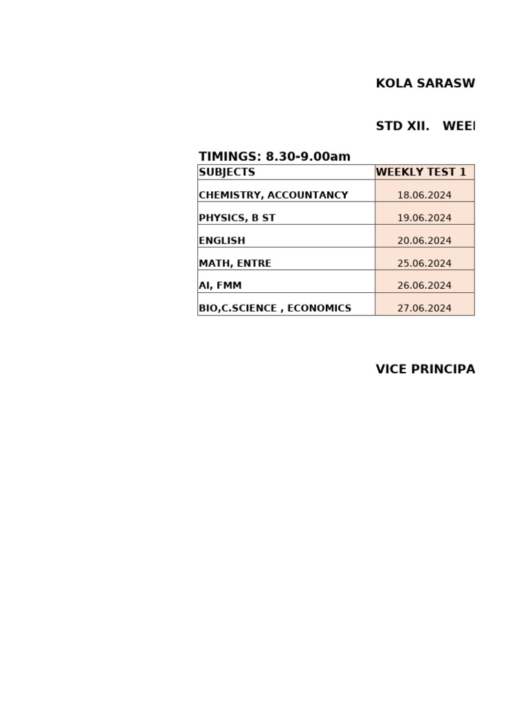 Weekly Test Tt 2024-25 | PDF