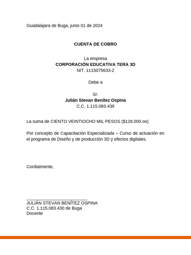 Modelo Cuenta de Cobro | PDF