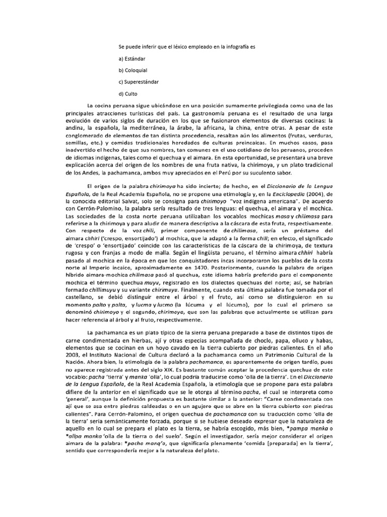 Se Puede Inferir Que El Léxico Empleado en La Infografía Es A) Estándar ...