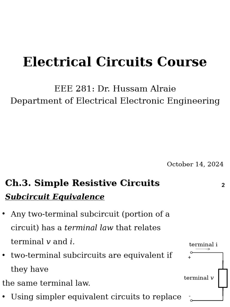 EEE281 Ch3 1 | PDF | Series And Parallel Circuits | Electrical Network