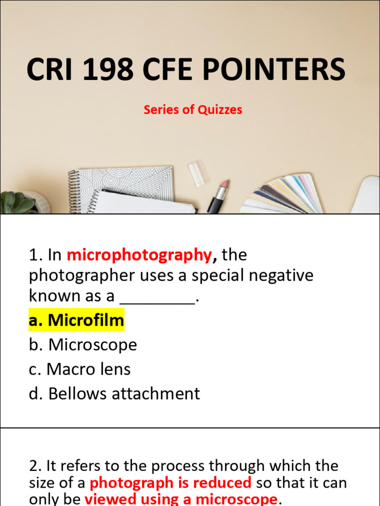 Cri 198 Cfe Pointers | PDF | Camera | Camera Lens