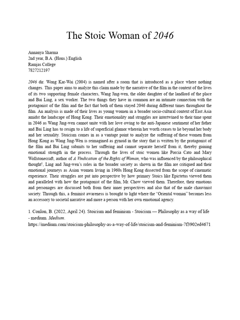 The Stoic Woman of 2046 | PDF