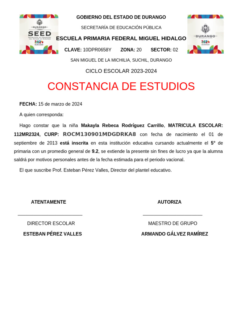 GOBIERNO DEL ESTADO DE DURANGO | PDF