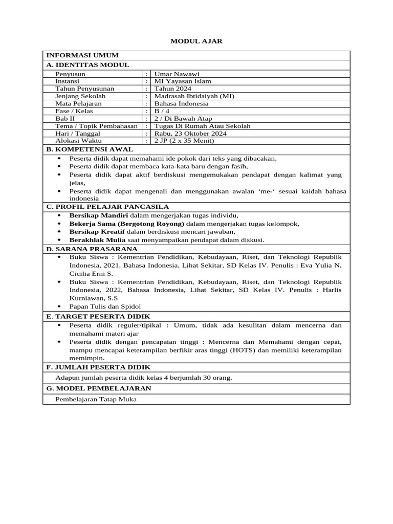 Bahasa Indonesia - Pertemuan V | PDF