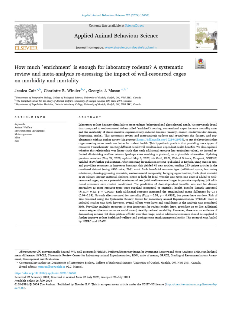 How Much 'Enrichment'is Enough Form Laboratory Rodents | PDF | Rodent ...