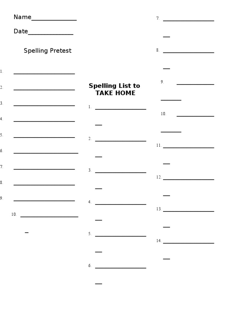 Spelling Pretest and Word Lists | PDF